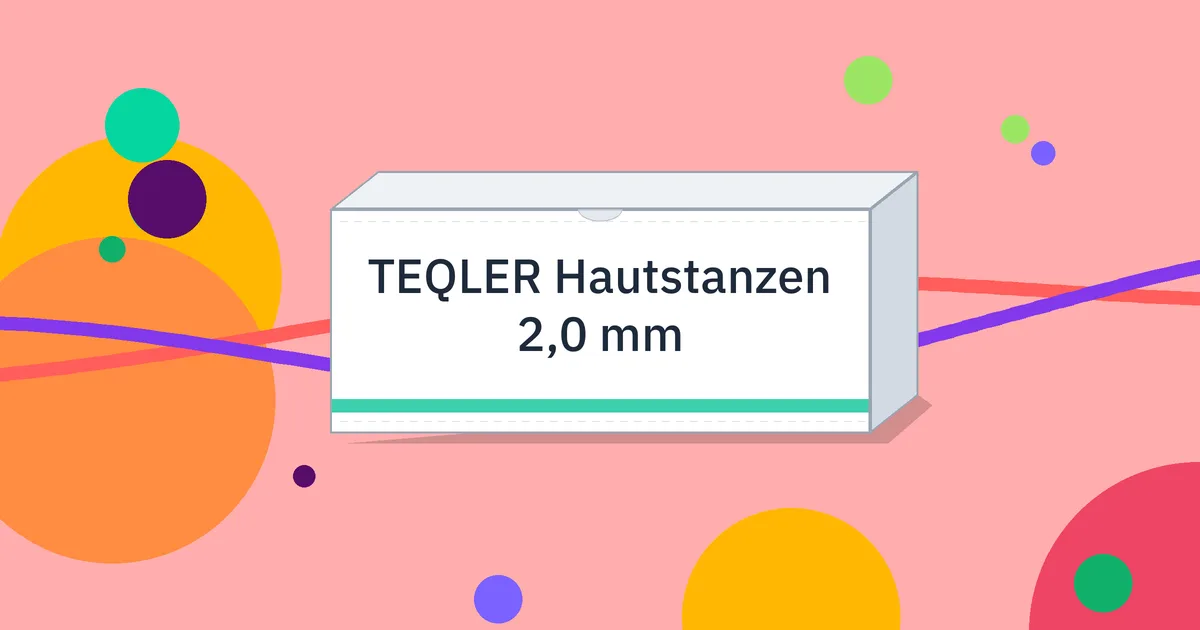 Symbolbild: Packung mit der Aufschrift TEQLER Hautstanzen 2,0 mm (PZN 19391552) – Verfügbarkeit und Bezug in Apotheken in Frankfurt am Main