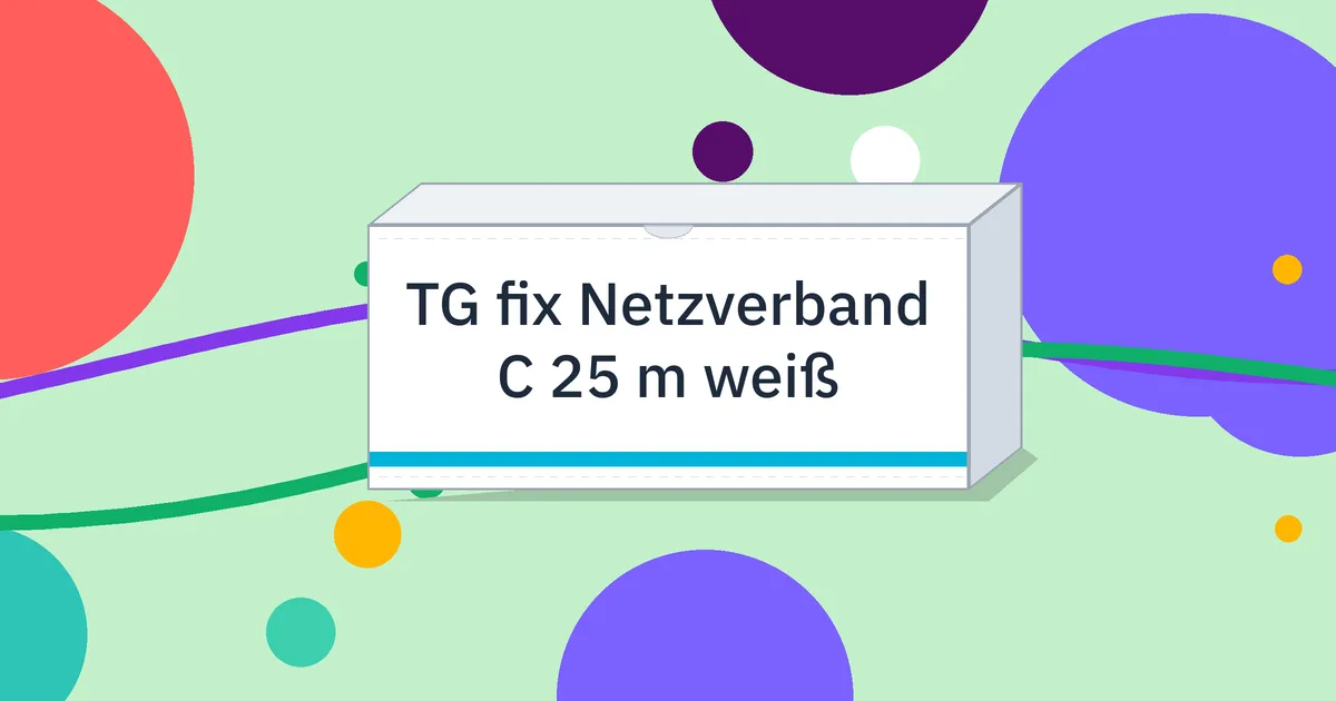 Symbolbild: Packung mit der Aufschrift TG fix Netzverband C 25 m weiß (PZN 20222955) – Verfügbarkeit und Bezug in Apotheken in Frankfurt am Main
