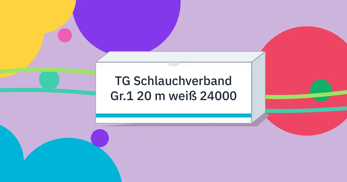 Symbolbild: Packung mit der Aufschrift TG Schlauchverband Gr.1 20 m weiß 24000 (PZN 08882873) – Verfügbarkeit und Bezug in Apotheken in Frankfurt am Main