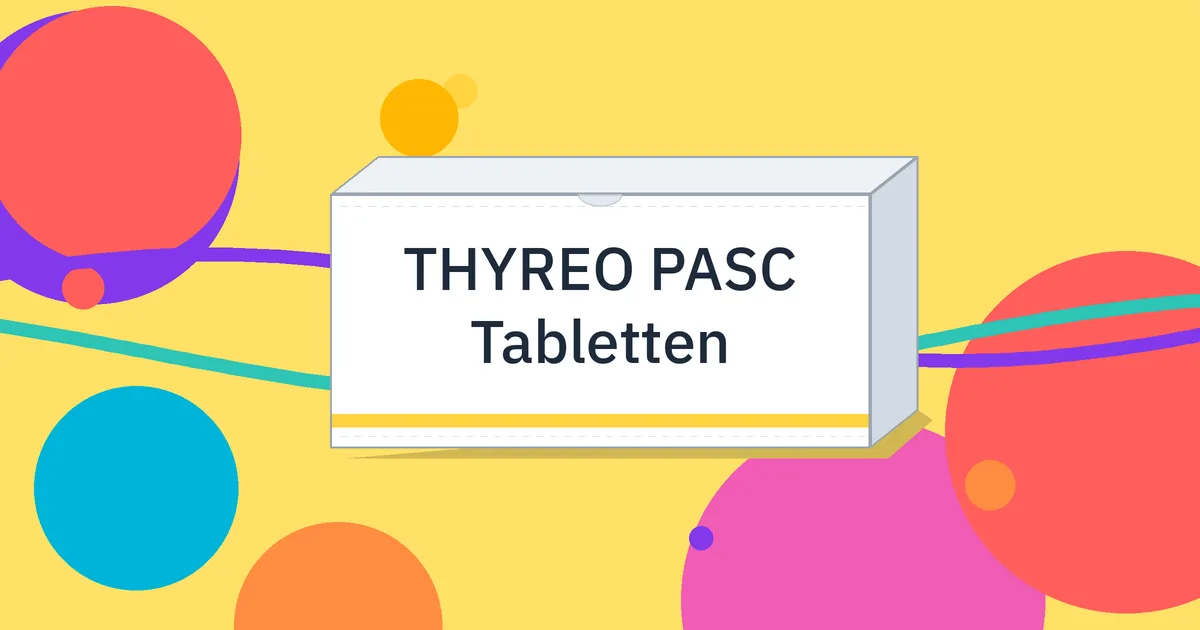 Symbolbild: Packung mit der Aufschrift THYREO PASC Tabletten (PZN 05463710) – Verfügbarkeit und Bezug in Apotheken in Frankfurt am Main