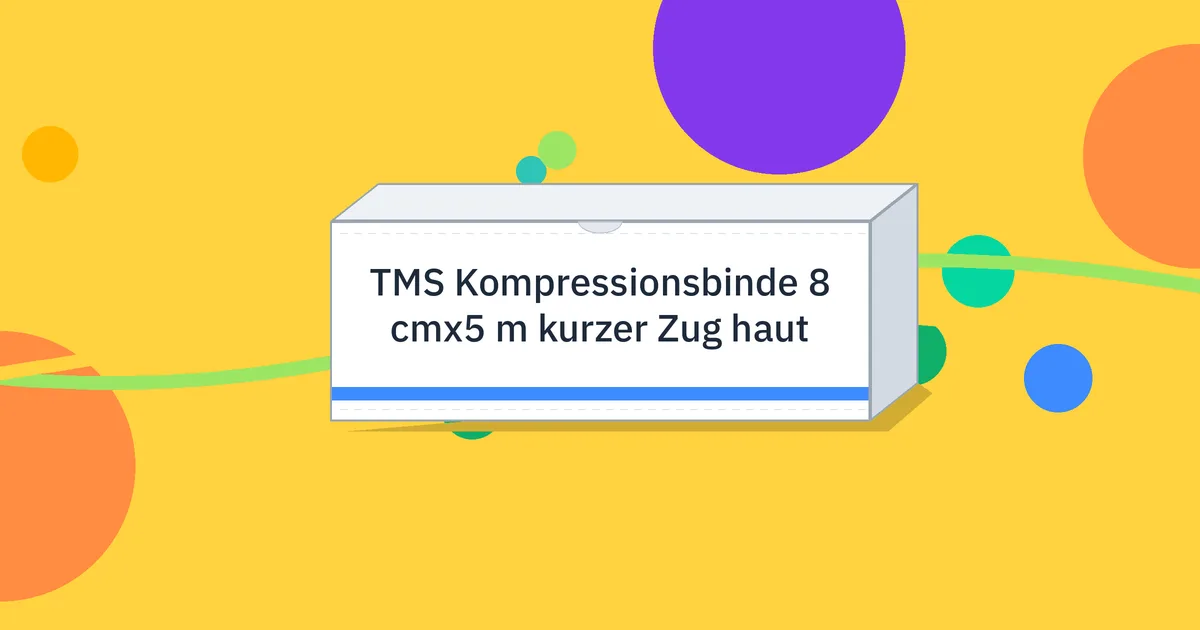 Symbolbild: Packung mit der Aufschrift TMS Kompressionsbinde 8 cmx5 m kurzer Zug haut (PZN 18317157) – Verfügbarkeit und Bezug in Apotheken in Frankfurt am Main
