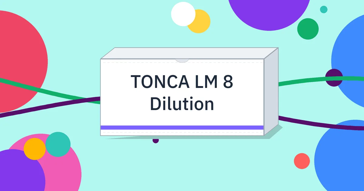 Symbolbild: Packung mit der Aufschrift TONCA LM 8 Dilution (PZN 13225203) – Verfügbarkeit und Bezug in Apotheken in Frankfurt am Main