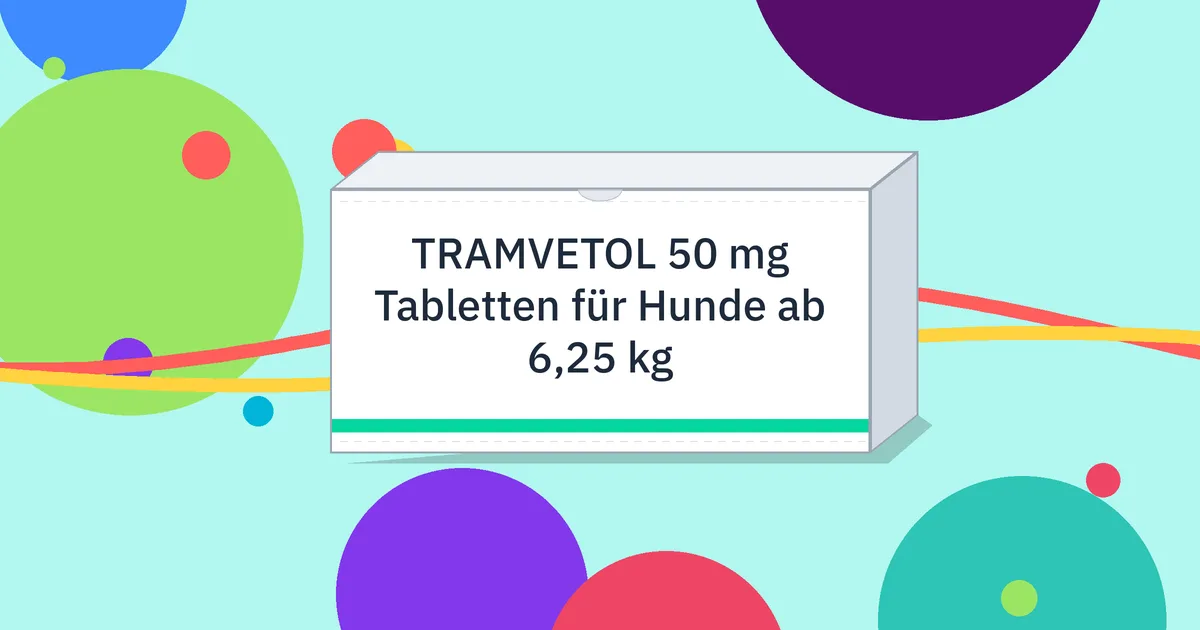 Symbolbild: Packung mit der Aufschrift TRAMVETOL 50 mg Tabletten für Hunde ab 6,25 kg (PZN 17148273) – Verfügbarkeit und Bezug in Apotheken in Frankfurt am Main