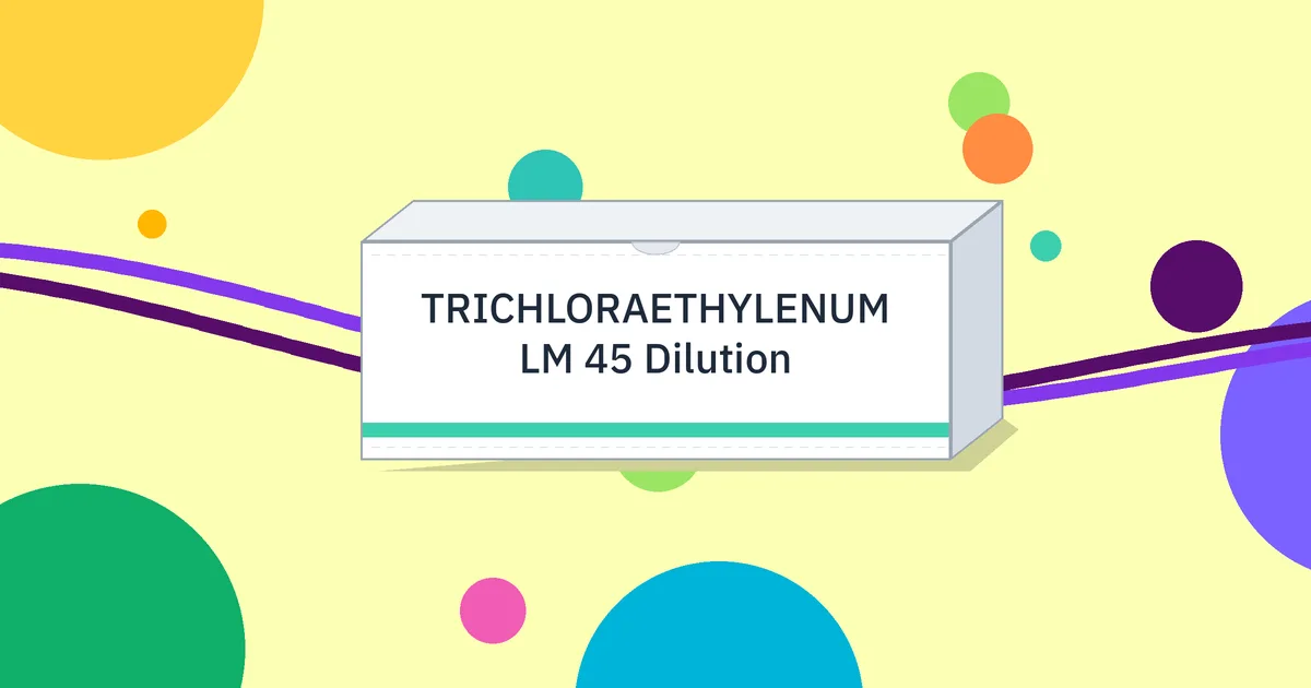 Symbolbild: Packung mit der Aufschrift TRICHLORAETHYLENUM LM 45 Dilution (PZN 13692318) – Verfügbarkeit und Bezug in Apotheken in Frankfurt am Main