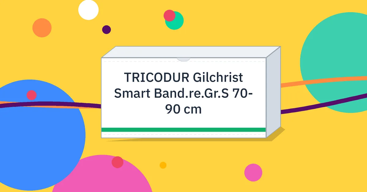 Symbolbild: Packung mit der Aufschrift TRICODUR Gilchrist Smart Band.re.Gr.S 70-90 cm (PZN 10014121) – Verfügbarkeit und Bezug in Apotheken in Frankfurt am Main
