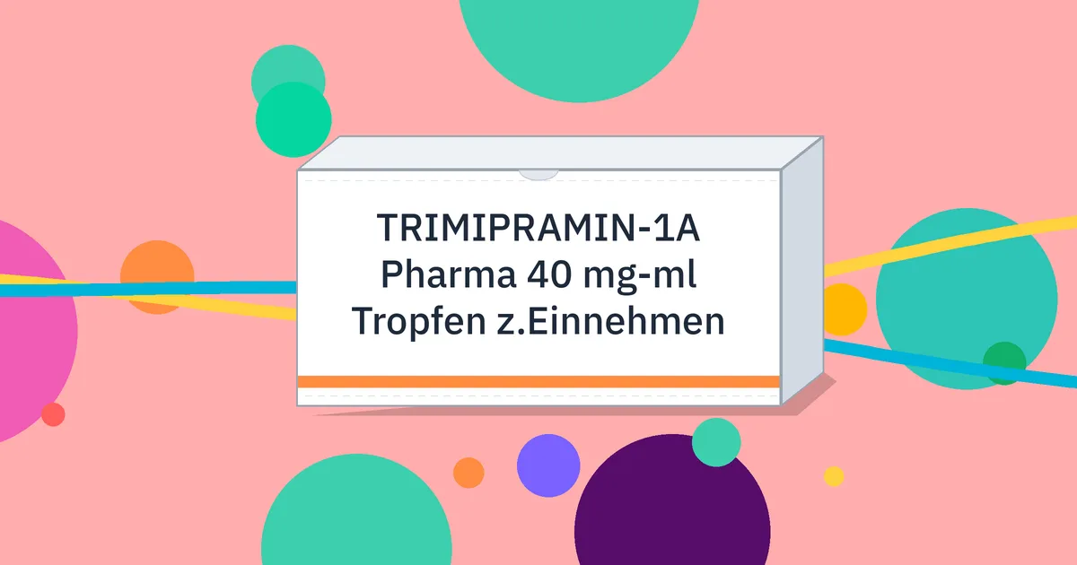 Symbolbild: Packung mit der Aufschrift TRIMIPRAMIN-1A Pharma 40 mg-ml Tropfen z.Einnehmen (PZN 15436281) – Verfügbarkeit und Bezug in Apotheken in Frankfurt am Main