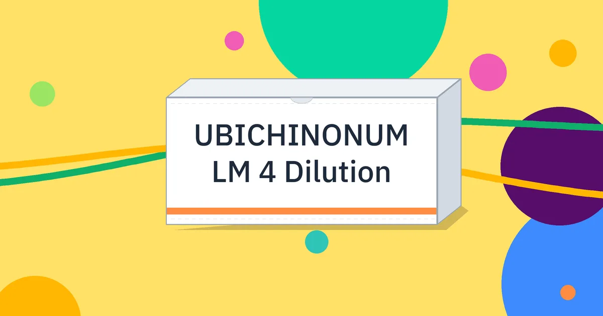 Symbolbild: Packung mit der Aufschrift UBICHINONUM LM 4 Dilution (PZN 13254699) – Verfügbarkeit und Bezug in Apotheken in Frankfurt am Main