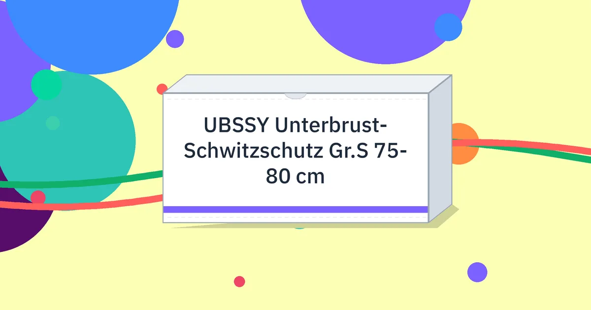 Symbolbild: Packung mit der Aufschrift UBSSY Unterbrust-Schwitzschutz Gr.S 75-80 cm (PZN 16124477) – Verfügbarkeit und Bezug in Apotheken in Frankfurt am Main