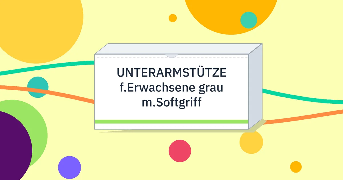 Symbolbild: Packung mit der Aufschrift UNTERARMSTÜTZE f.Erwachsene grau m.Softgriff (PZN 09303110) – Verfügbarkeit und Bezug in Apotheken in Frankfurt am Main