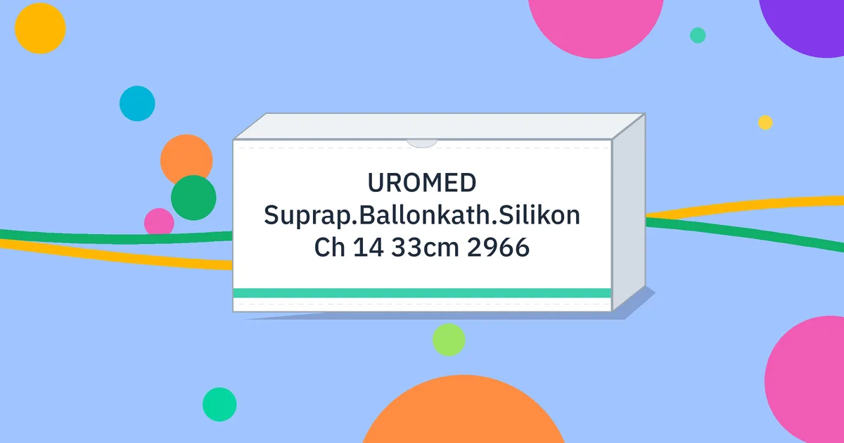 Symbolbild: Packung mit der Aufschrift UROMED Suprap.Ballonkath.Silikon Ch 14 33cm 2966 (PZN 03281465) – Verfügbarkeit und Bezug in Apotheken in Frankfurt am Main