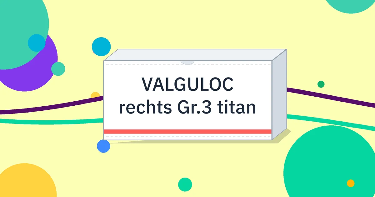 Symbolbild: Packung mit der Aufschrift VALGULOC rechts Gr.3 titan (PZN 01286501) – Verfügbarkeit und Bezug in Apotheken in Frankfurt am Main
