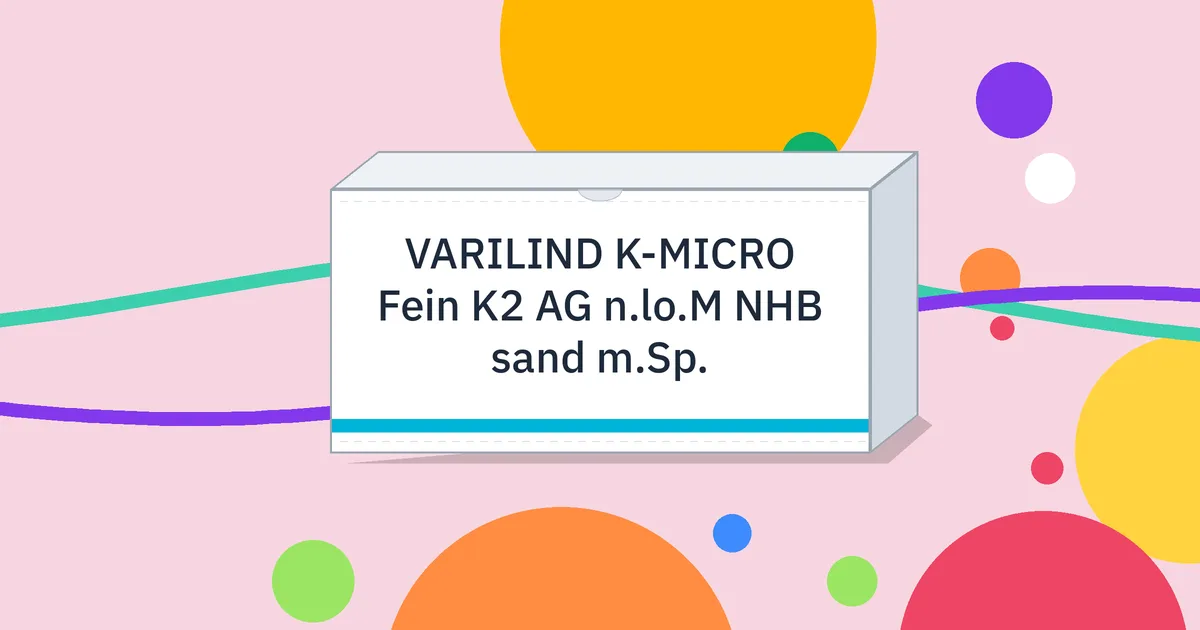 Symbolbild: Packung mit der Aufschrift VARILIND K-MICRO Fein K2 AG n.lo.M NHB sand m.Sp. (PZN 20555817) – Verfügbarkeit und Bezug in Apotheken in Frankfurt am Main