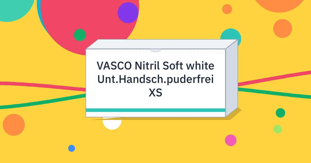 Symbolbild: Packung mit der Aufschrift VASCO Nitril Soft white Unt.Handsch.puderfrei XS (PZN 12907797) – Verfügbarkeit und Bezug in Apotheken in Frankfurt am Main