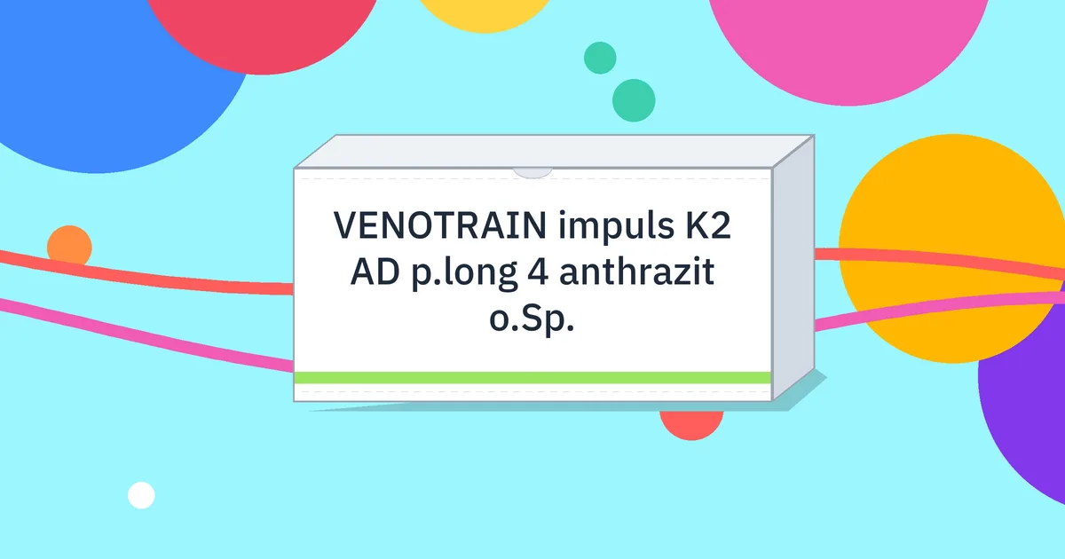 Symbolbild: Packung mit der Aufschrift VENOTRAIN impuls K2 AD p.long 4 anthrazit o.Sp. (PZN 15222195) – Verfügbarkeit und Bezug in Apotheken in Frankfurt am Main
