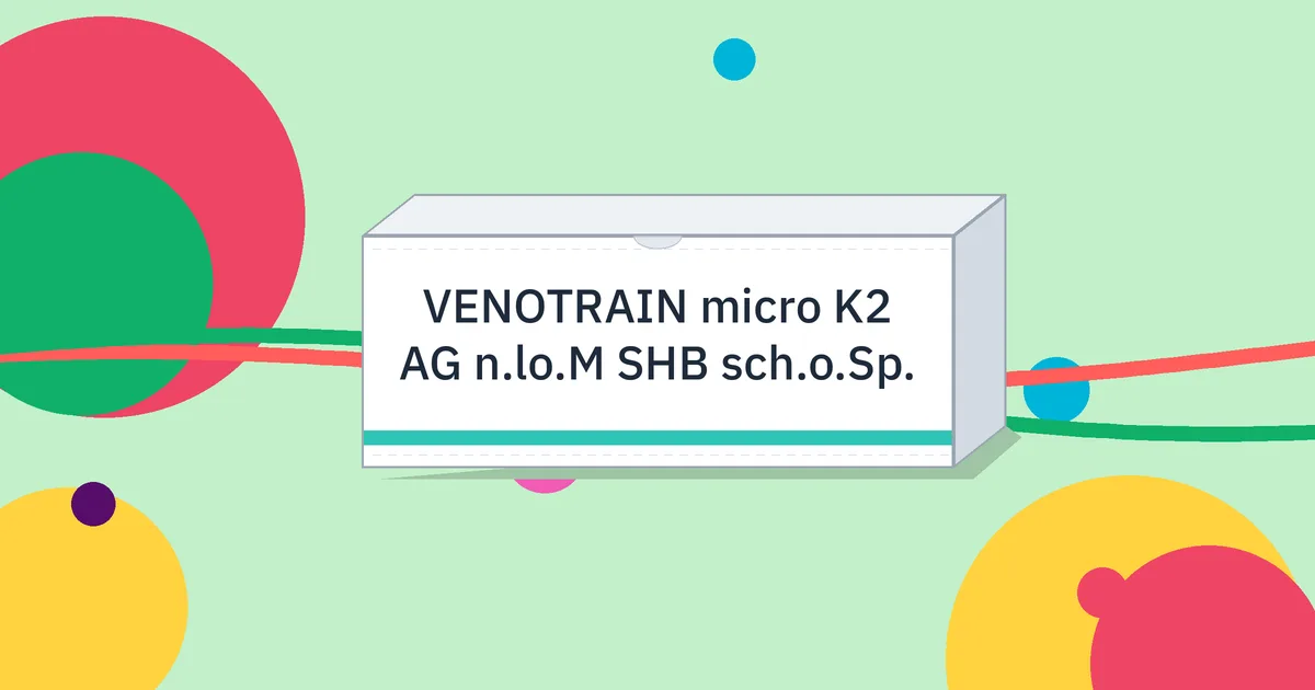 Symbolbild: Packung mit der Aufschrift VENOTRAIN micro K2 AG n.lo.M SHB sch.o.Sp. (PZN 02371290) – Verfügbarkeit und Bezug in Apotheken in Frankfurt am Main