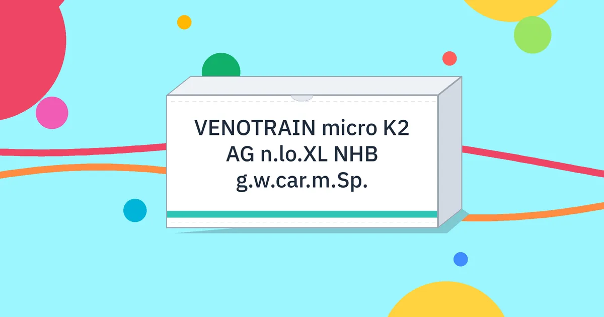 Symbolbild: Packung mit der Aufschrift VENOTRAIN micro K2 AG n.lo.XL NHB g.w.car.m.Sp. (PZN 09025935) – Verfügbarkeit und Bezug in Apotheken in Frankfurt am Main