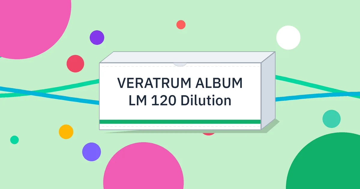 Symbolbild: Packung mit der Aufschrift VERATRUM ALBUM LM 120 Dilution (PZN 13265013) – Verfügbarkeit und Bezug in Apotheken in Frankfurt am Main