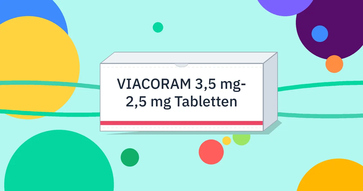 Symbolbild: Packung mit der Aufschrift VIACORAM 3,5 mg-2,5 mg Tabletten (PZN 19479896) – Verfügbarkeit und Bezug in Apotheken in Frankfurt am Main