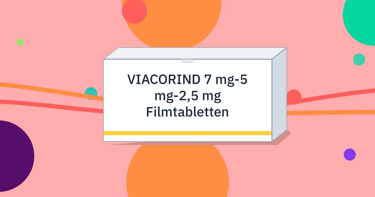 Symbolbild: Packung mit der Aufschrift VIACORIND 7 mg-5 mg-2,5 mg Filmtabletten (PZN 19741319) – Verfügbarkeit und Bezug in Apotheken in Frankfurt am Main