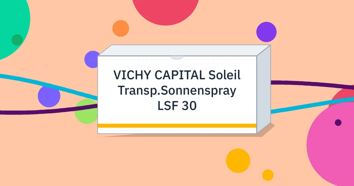 Symbolbild: Packung mit der Aufschrift VICHY CAPITAL Soleil Transp.Sonnenspray LSF 30 (PZN 10169622) – Verfügbarkeit und Bezug in Apotheken in Frankfurt am Main