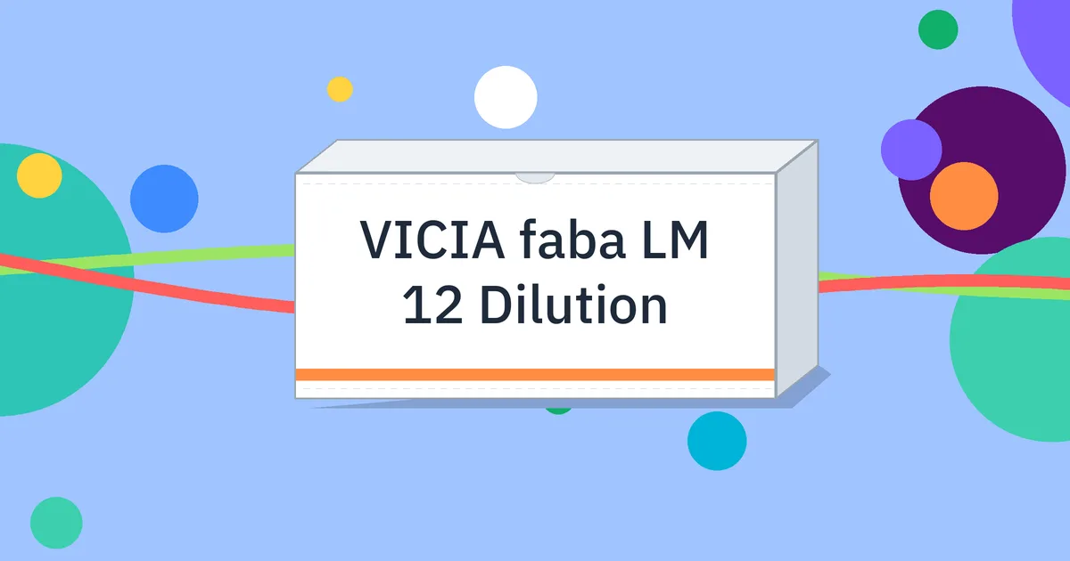 Symbolbild: Packung mit der Aufschrift VICIA faba LM 12 Dilution (PZN 13272711) – Verfügbarkeit und Bezug in Apotheken in Frankfurt am Main