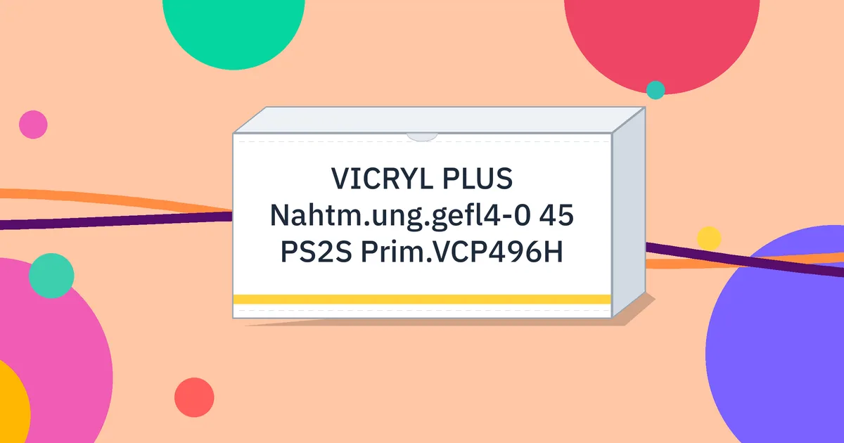 Symbolbild: Packung mit der Aufschrift VICRYL PLUS Nahtm.ung.gefl4-0 45 PS2S Prim.VCP496H (PZN 19760771) – Verfügbarkeit und Bezug in Apotheken in Frankfurt am Main