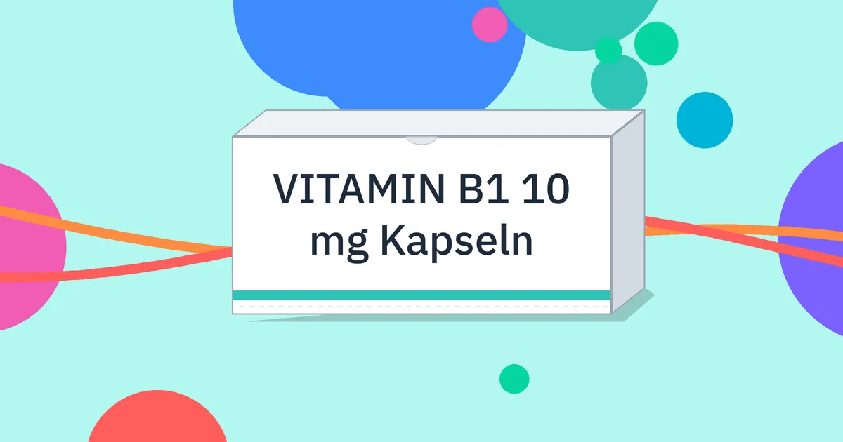 Symbolbild: Packung mit der Aufschrift VITAMIN B1 10 mg Kapseln (PZN 18666053) – Verfügbarkeit und Bezug in Apotheken in Frankfurt am Main