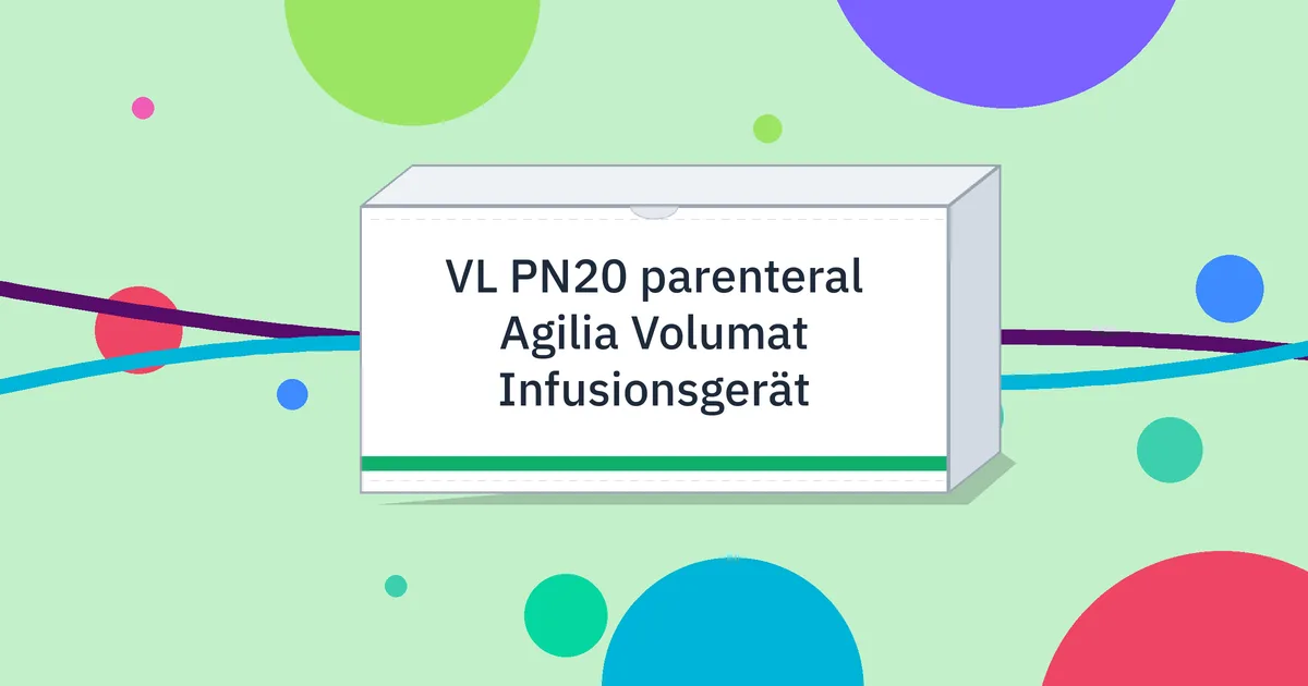 Symbolbild: Packung mit der Aufschrift VL PN20 parenteral Agilia Volumat Infusionsgerät (PZN 07266942) – Verfügbarkeit und Bezug in Apotheken in Frankfurt am Main