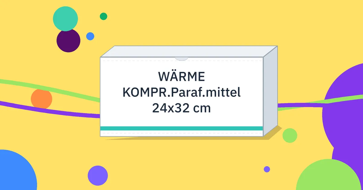 Symbolbild: Packung mit der Aufschrift WÄRME KOMPR.Paraf.mittel 24x32 cm (PZN 02445410) – Verfügbarkeit und Bezug in Apotheken in Frankfurt am Main
