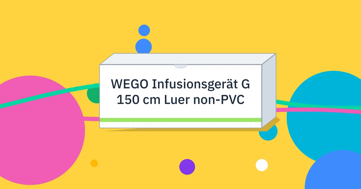 Symbolbild: Packung mit der Aufschrift WEGO Infusionsgerät G 150 cm Luer non-PVC (PZN 18860080) – Verfügbarkeit und Bezug in Apotheken in Frankfurt am Main