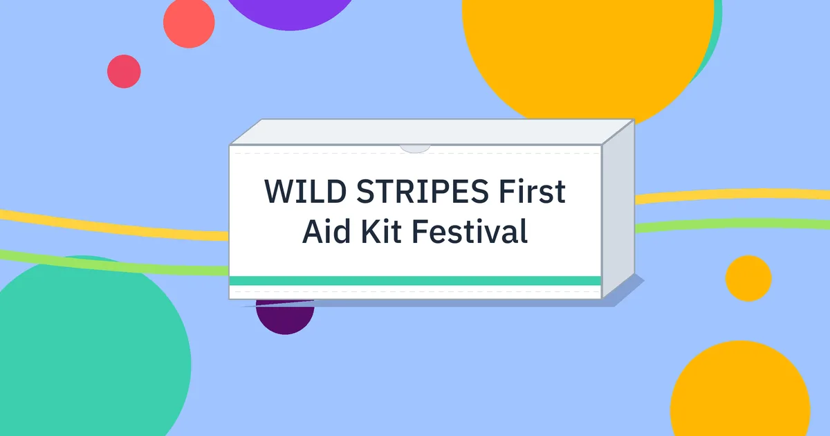 Symbolbild: Packung mit der Aufschrift WILD STRIPES First Aid Kit Festival (PZN 20368699) – Verfügbarkeit und Bezug in Apotheken in Frankfurt am Main