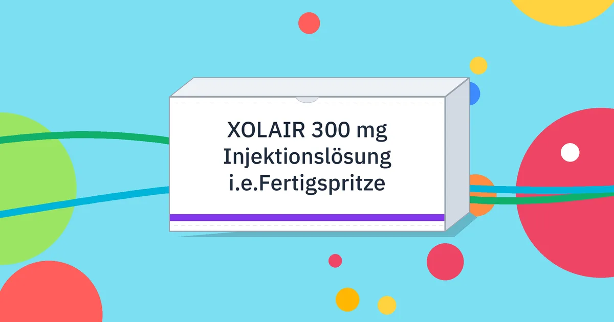 Symbolbild: Packung mit der Aufschrift XOLAIR 300 mg Injektionslösung i.e.Fertigspritze (PZN 19926473) – Verfügbarkeit und Bezug in Apotheken in Frankfurt am Main