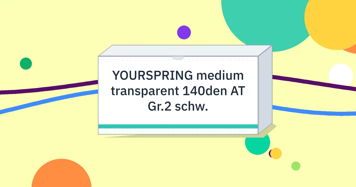 Symbolbild: Packung mit der Aufschrift YOURSPRING medium transparent 140den AT Gr.2 schw. (PZN 18057259) – Verfügbarkeit und Bezug in Apotheken in Frankfurt am Main
