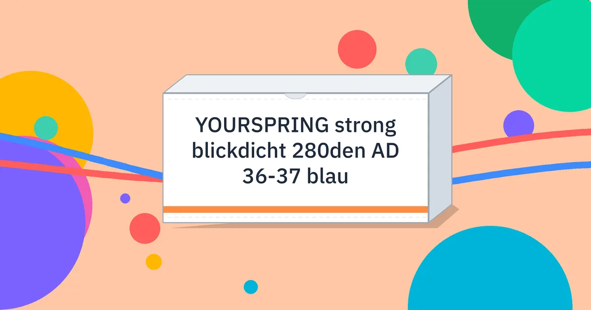 Symbolbild: Packung mit der Aufschrift YOURSPRING strong blickdicht 280den AD 36-37 blau (PZN 18058603) – Verfügbarkeit und Bezug in Apotheken in Frankfurt am Main