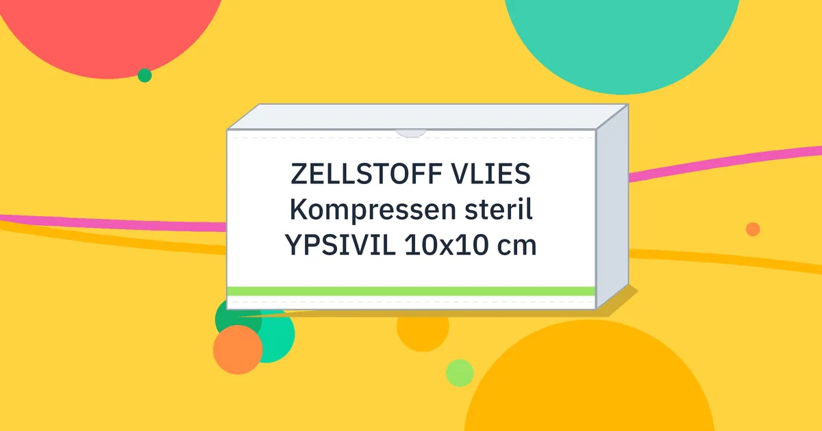 Symbolbild: Packung mit der Aufschrift ZELLSTOFF VLIES Kompressen steril YPSIVIL 10x10 cm (PZN 03672912) – Verfügbarkeit und Bezug in Apotheken in Frankfurt am Main
