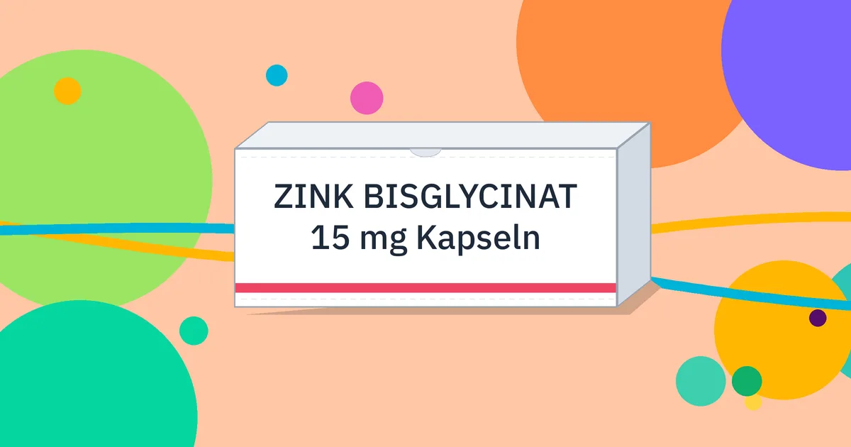 Symbolbild: Packung mit der Aufschrift ZINK BISGLYCINAT 15 mg Kapseln (PZN 17966126) – Verfügbarkeit und Bezug in Apotheken in Frankfurt am Main
