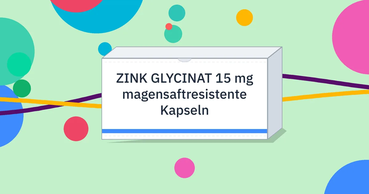 Symbolbild: Packung mit der Aufschrift ZINK GLYCINAT 15 mg magensaftresistente Kapseln (PZN 20576050) – Verfügbarkeit und Bezug in Apotheken in Frankfurt am Main