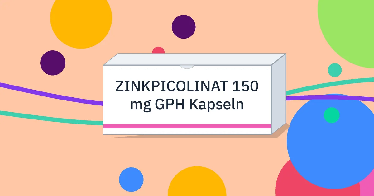 Symbolbild: Packung mit der Aufschrift ZINKPICOLINAT 150 mg GPH Kapseln (PZN 20281194) – Verfügbarkeit und Bezug in Apotheken in Frankfurt am Main