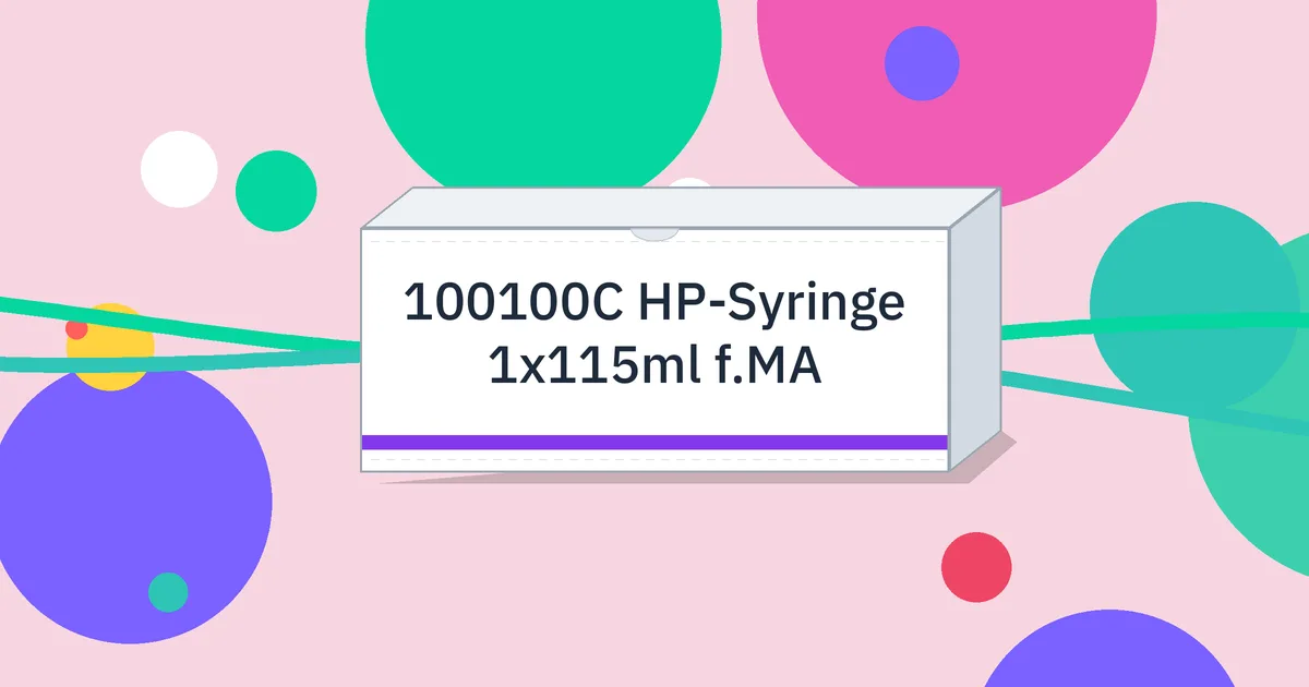 Symbolbild: Packung mit der Aufschrift 100100C HP-Syringe 1x115ml f.MA (PZN 10983825) – Verfügbarkeit und Bezug in Apotheken in Frankfurt am Main