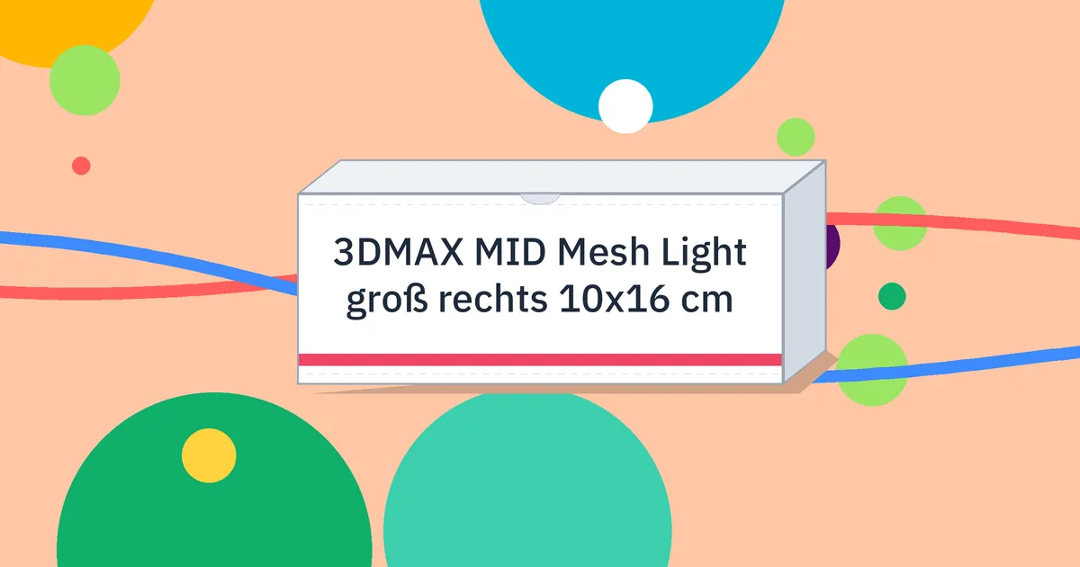 Symbolbild: Packung mit der Aufschrift 3DMAX MID Mesh Light groß rechts 10x16 cm (PZN 20894502) – Verfügbarkeit und Bezug in Apotheken in Frankfurt am Main