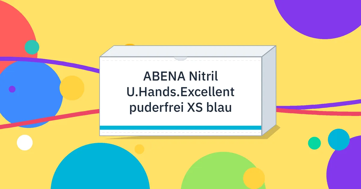 Symbolbild: Packung mit der Aufschrift ABENA Nitril U.Hands.Excellent puderfrei XS blau (PZN 12519836) – Verfügbarkeit und Bezug in Apotheken in Frankfurt am Main