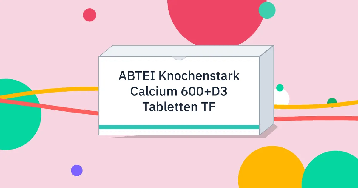 Symbolbild: Packung mit der Aufschrift ABTEI Knochenstark Calcium 600+D3 Tabletten TF (PZN 17944165) – Verfügbarkeit und Bezug in Apotheken in Frankfurt am Main