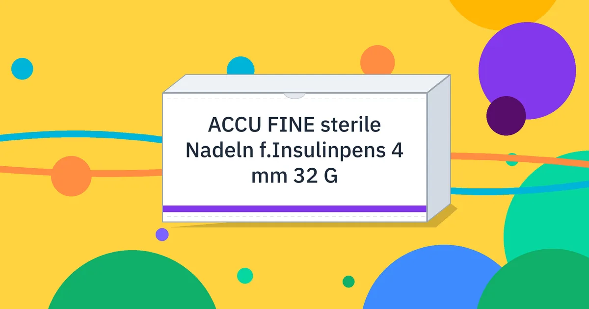 Symbolbild: Packung mit der Aufschrift ACCU FINE sterile Nadeln f.Insulinpens 4 mm 32 G (PZN 15193401) – Verfügbarkeit und Bezug in Apotheken in Frankfurt am Main