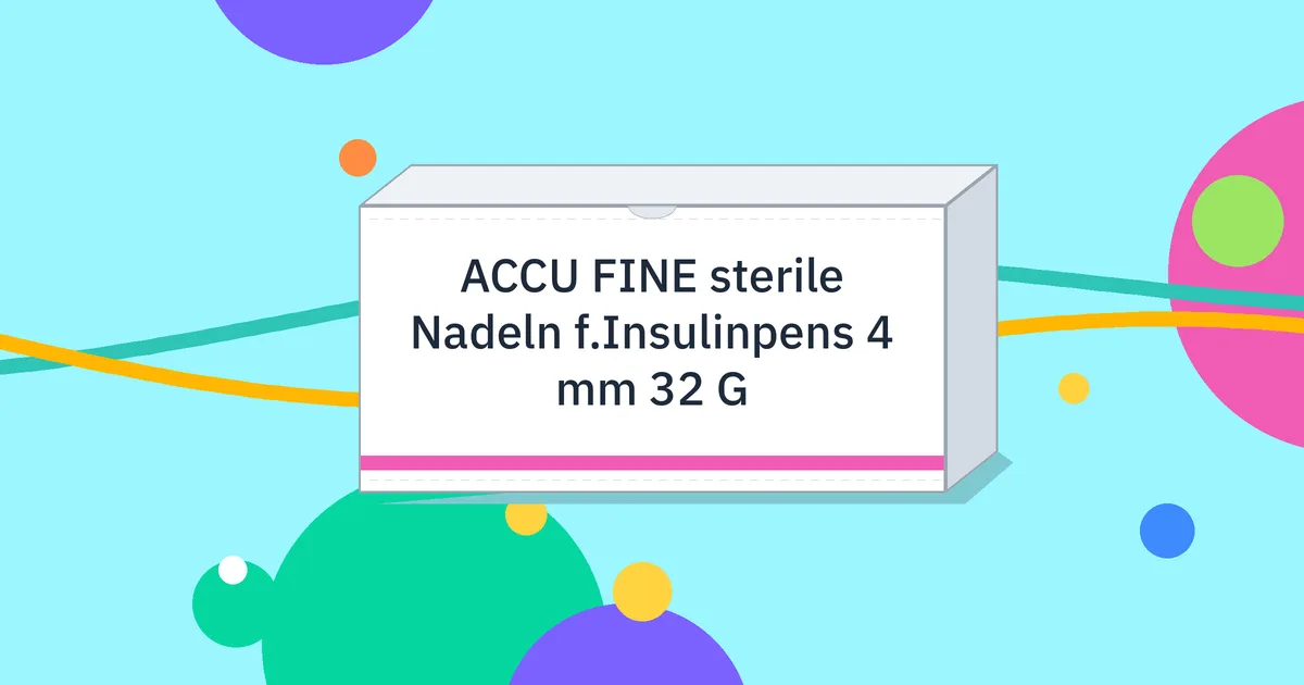 Symbolbild: Packung mit der Aufschrift ACCU FINE sterile Nadeln f.Insulinpens 4 mm 32 G (PZN 15385626) – Verfügbarkeit und Bezug in Apotheken in Frankfurt am Main