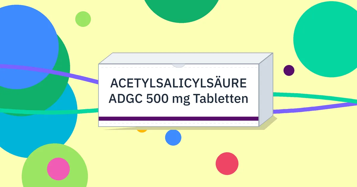 Symbolbild: Packung mit der Aufschrift ACETYLSALICYLSÄURE ADGC 500 mg Tabletten (PZN 17526427) – Verfügbarkeit und Bezug in Apotheken in Frankfurt am Main