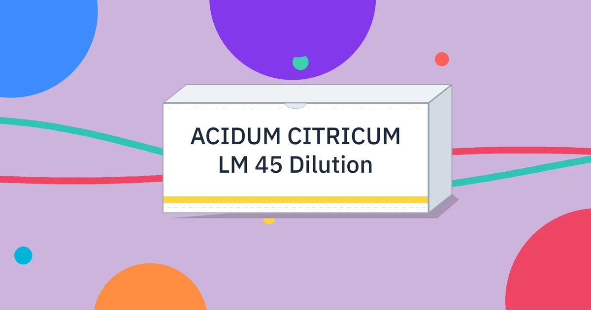 Symbolbild: Packung mit der Aufschrift ACIDUM CITRICUM LM 45 Dilution (PZN 13274041) – Verfügbarkeit und Bezug in Apotheken in Frankfurt am Main