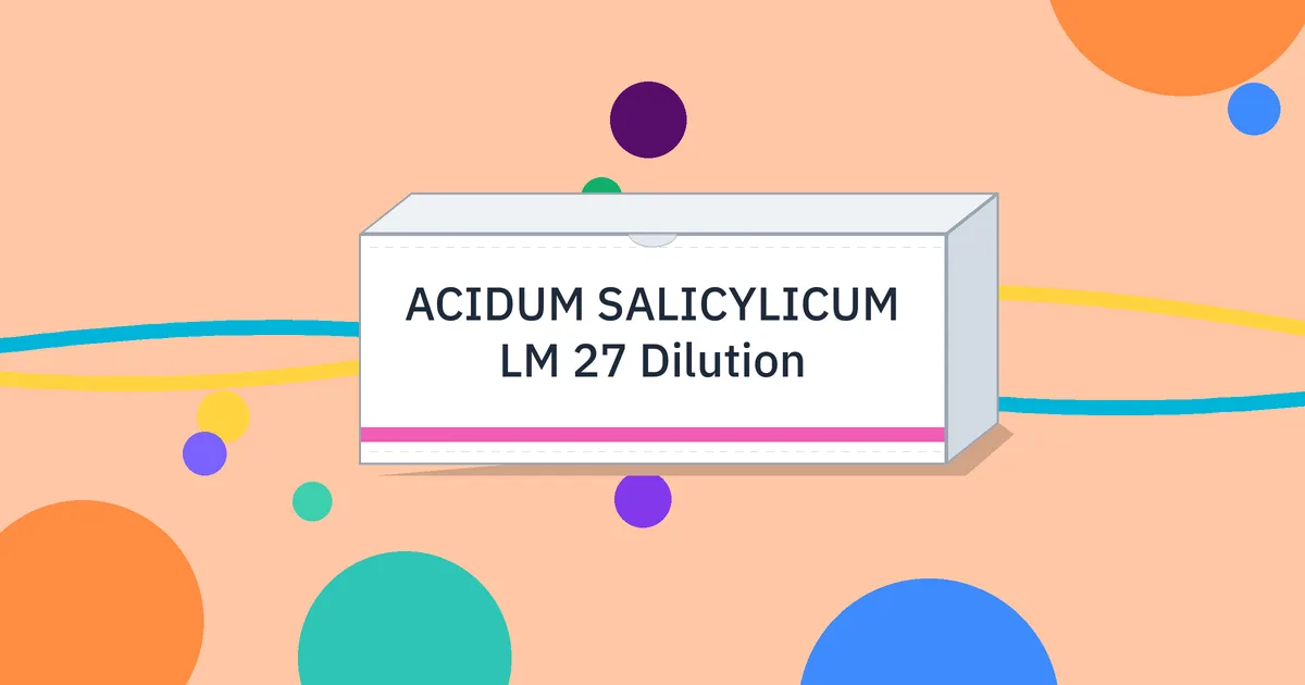Symbolbild: Packung mit der Aufschrift ACIDUM SALICYLICUM LM 27 Dilution (PZN 13282336) – Verfügbarkeit und Bezug in Apotheken in Frankfurt am Main