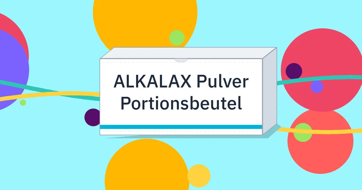 Symbolbild: Packung mit der Aufschrift ALKALAX Pulver Portionsbeutel (PZN 19871246) – Verfügbarkeit und Bezug in Apotheken in Frankfurt am Main
