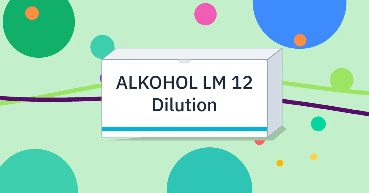 Symbolbild: Packung mit der Aufschrift ALKOHOL LM 12 Dilution (PZN 13311084) – Verfügbarkeit und Bezug in Apotheken in Frankfurt am Main