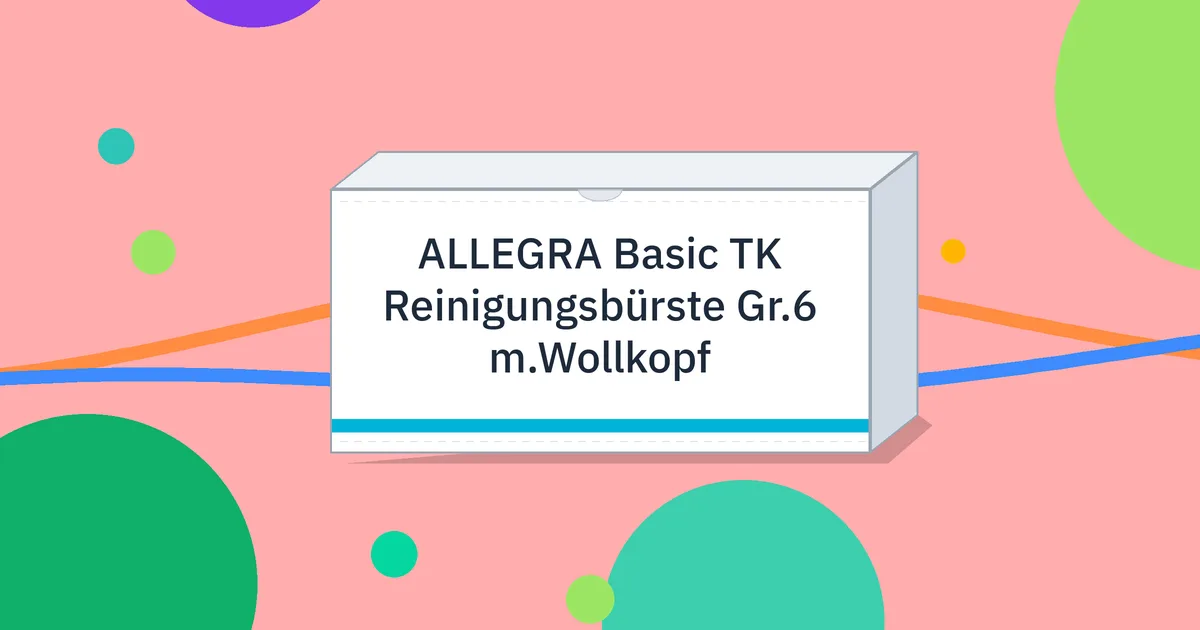 Symbolbild: Packung mit der Aufschrift ALLEGRA Basic TK Reinigungsbürste Gr.6 m.Wollkopf (PZN 18092623) – Verfügbarkeit und Bezug in Apotheken in Frankfurt am Main